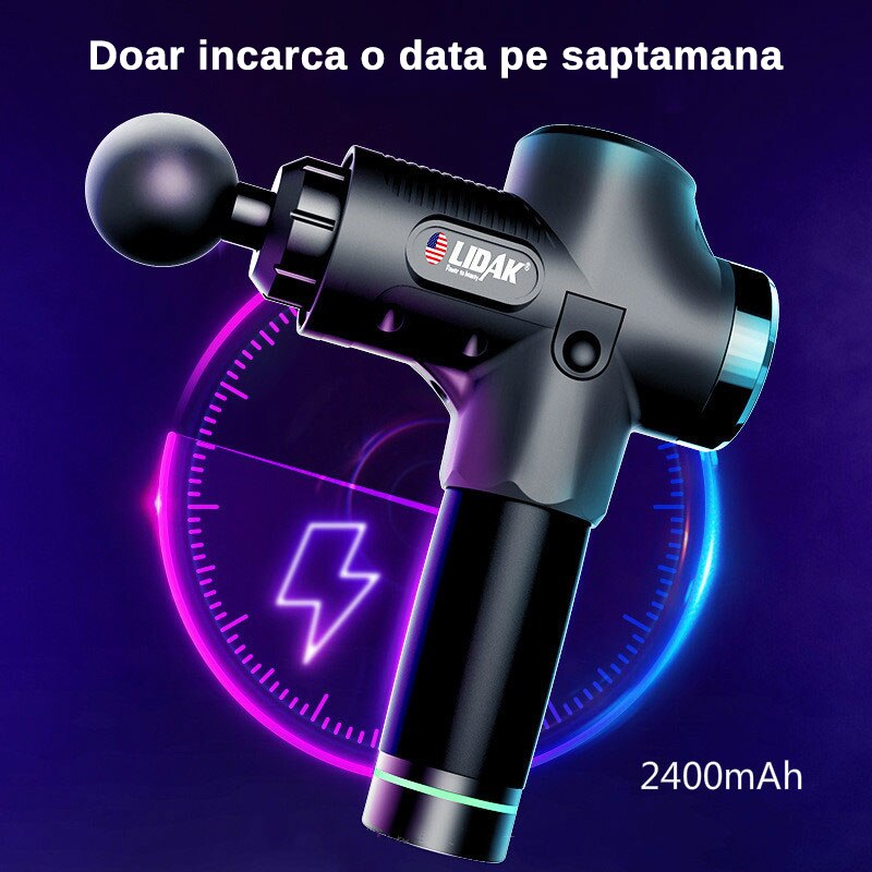 Aparat de masaj Gun 6 capete interschimbabile 30 trepte de viteza Sport ...