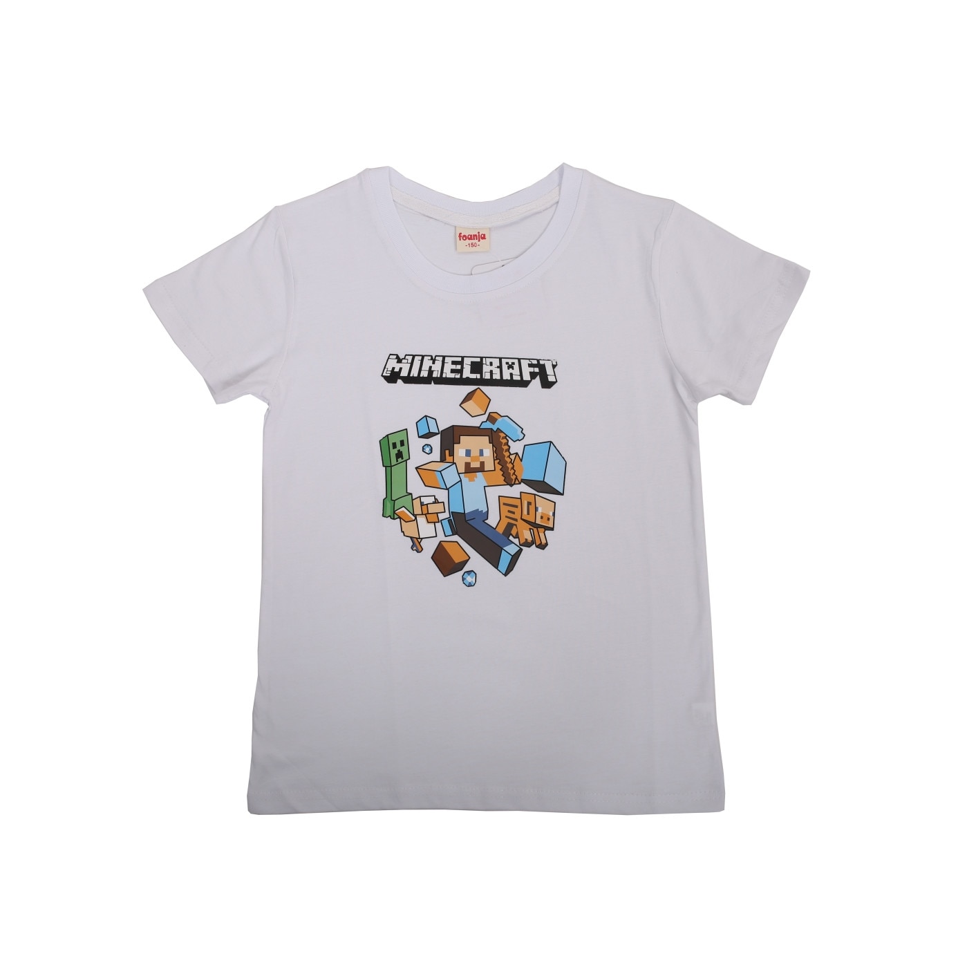 Tricou copii Minecraft, alb, 10-12 ani, 150 cm, bumbac, model 1 - eMAG.ro