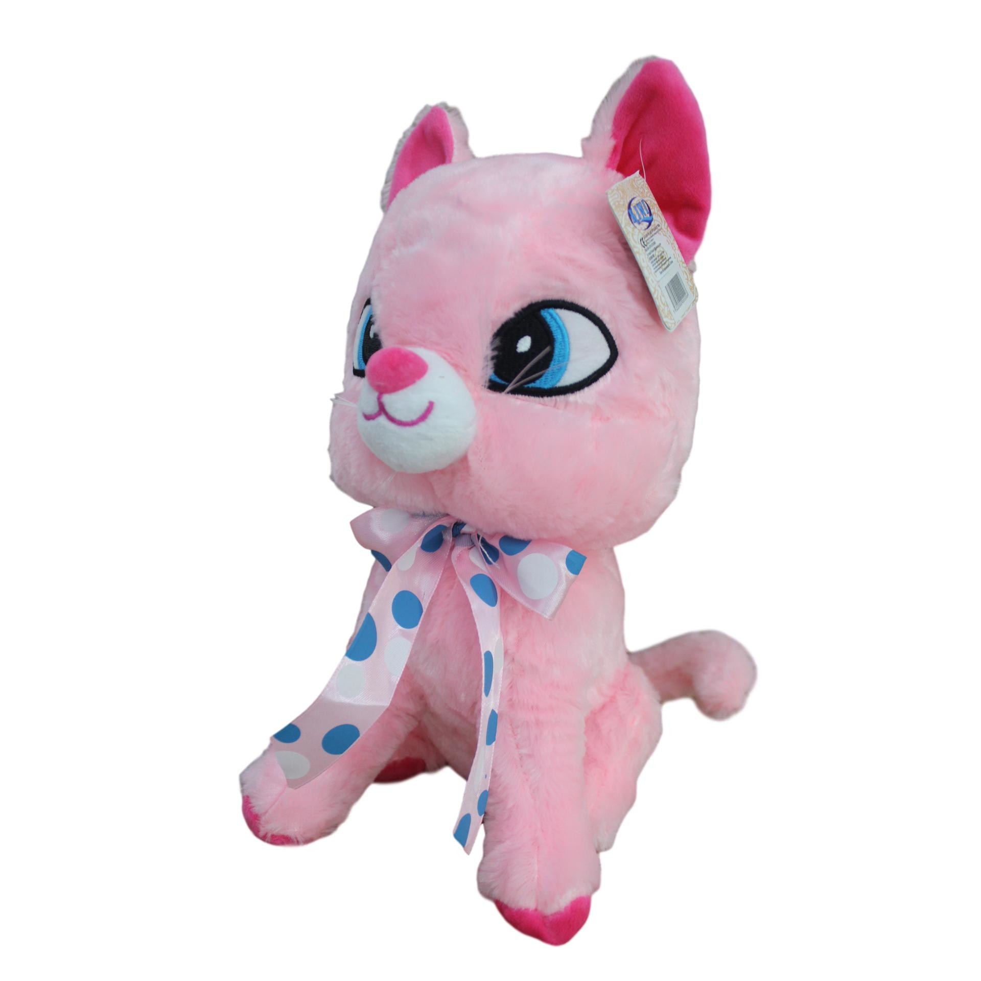Pisica de plus, Roz cu sunete, 30cm - eMAG.ro