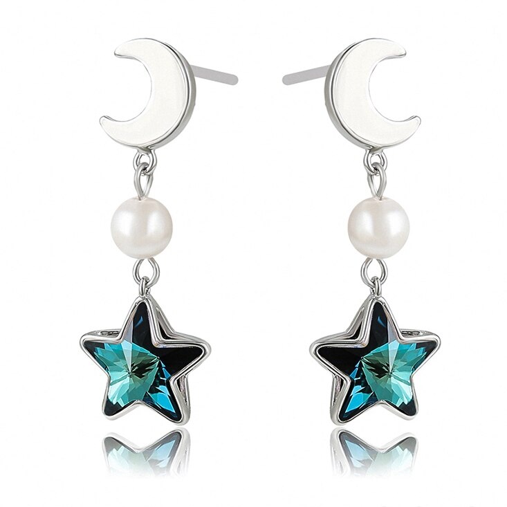 Cercei cu perle sintetice si cristale Zwarovski, tija argint 925 - eMAG.ro