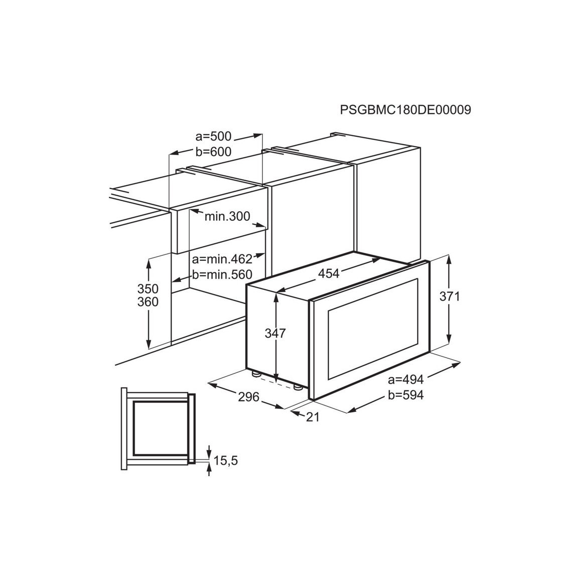 Cuptor cu microunde incorporabil AEG MBB1756SEM, 800 W, 17 l, negru ...