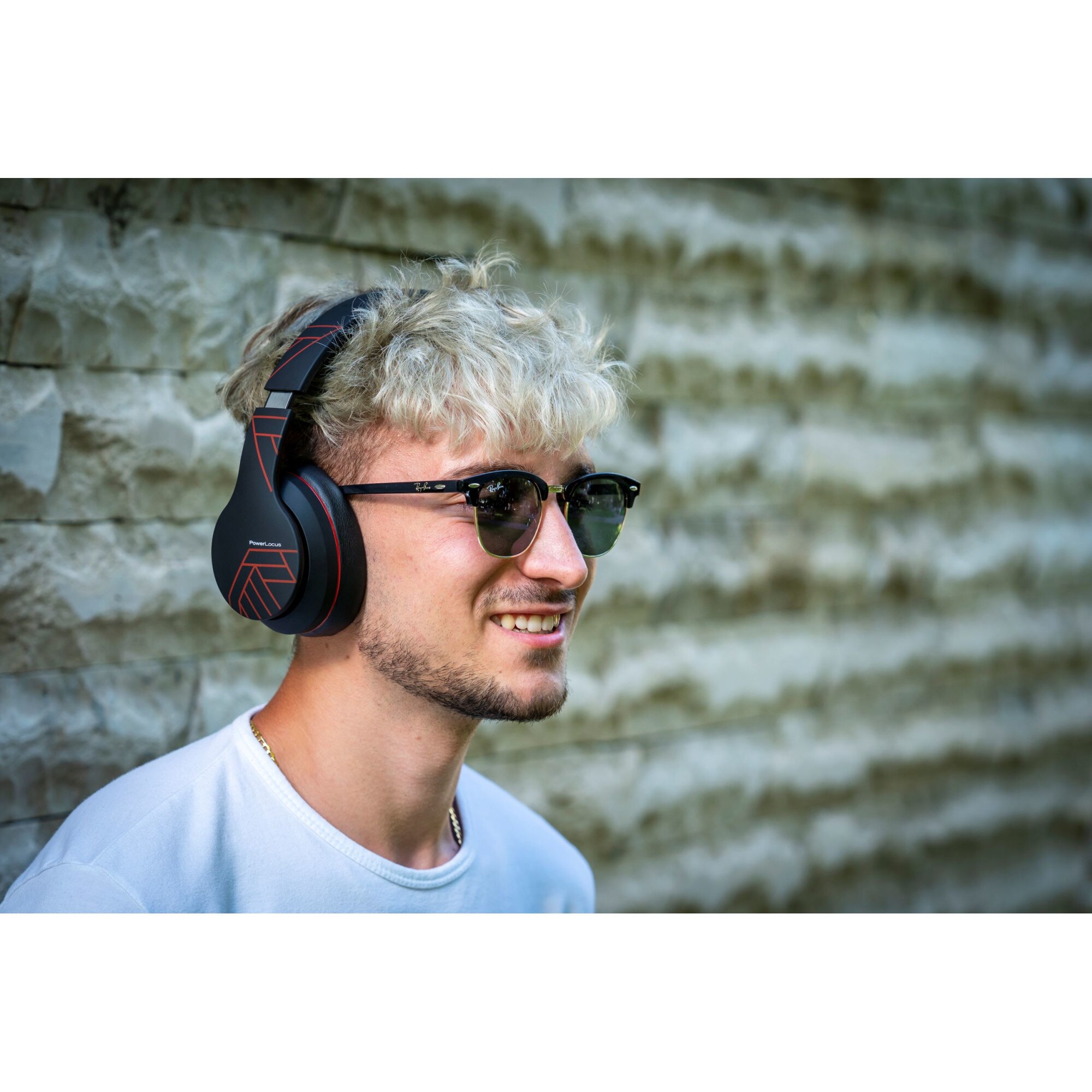 Безжични Bluetooth Слушалки PowerLocus P6, Черно/Червени - eMAG.bg