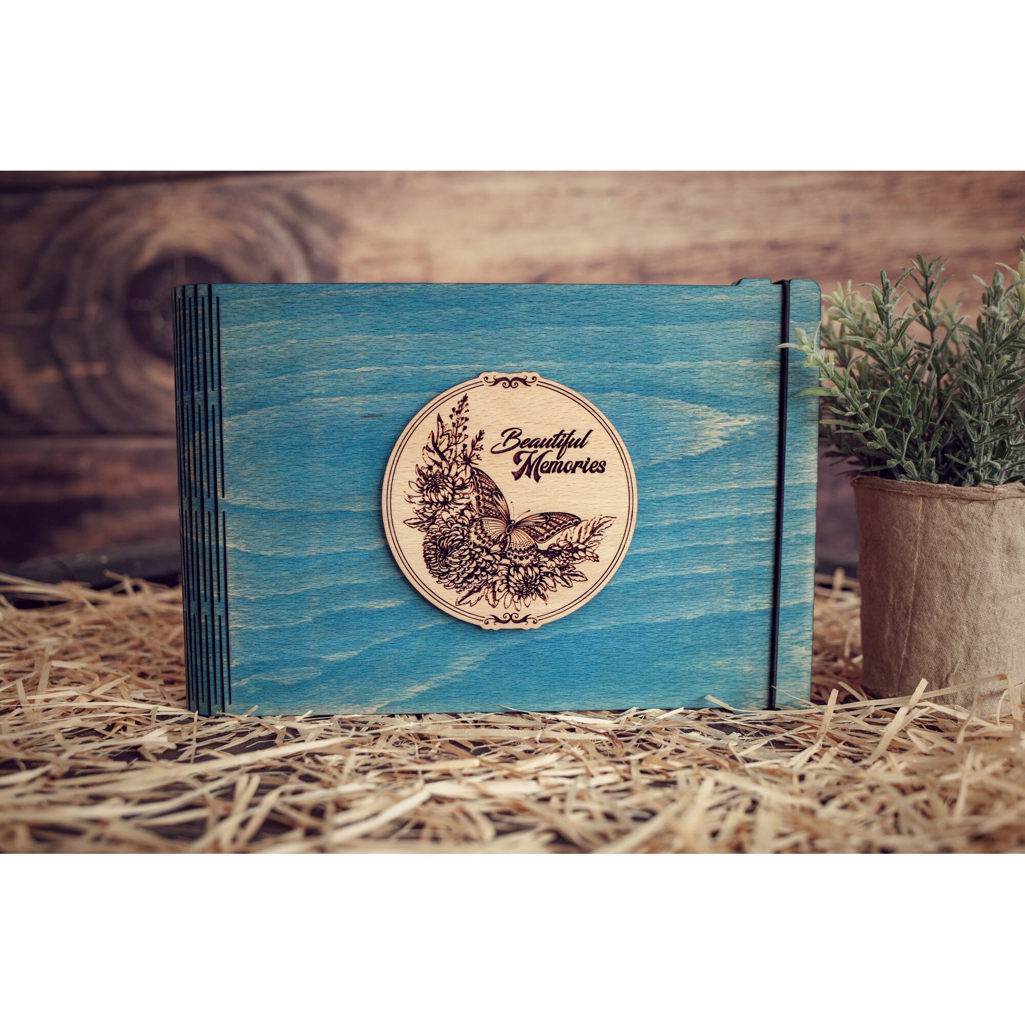 Album foto A5 din lemn, VintageBox, "Fluturas - Beautiful Memories ...