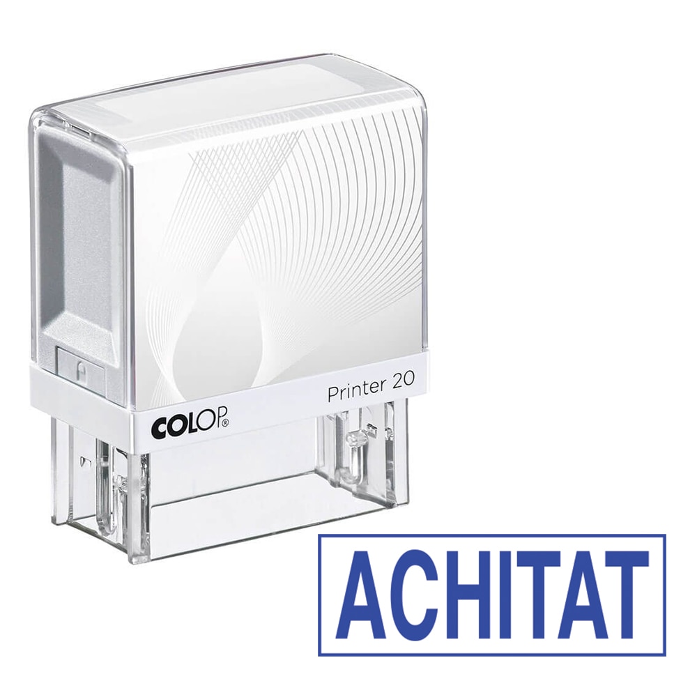 Stamp Colop Printer 20, "Paid", Blue Ink, White Support, 14x38 mm - eMAG.bg