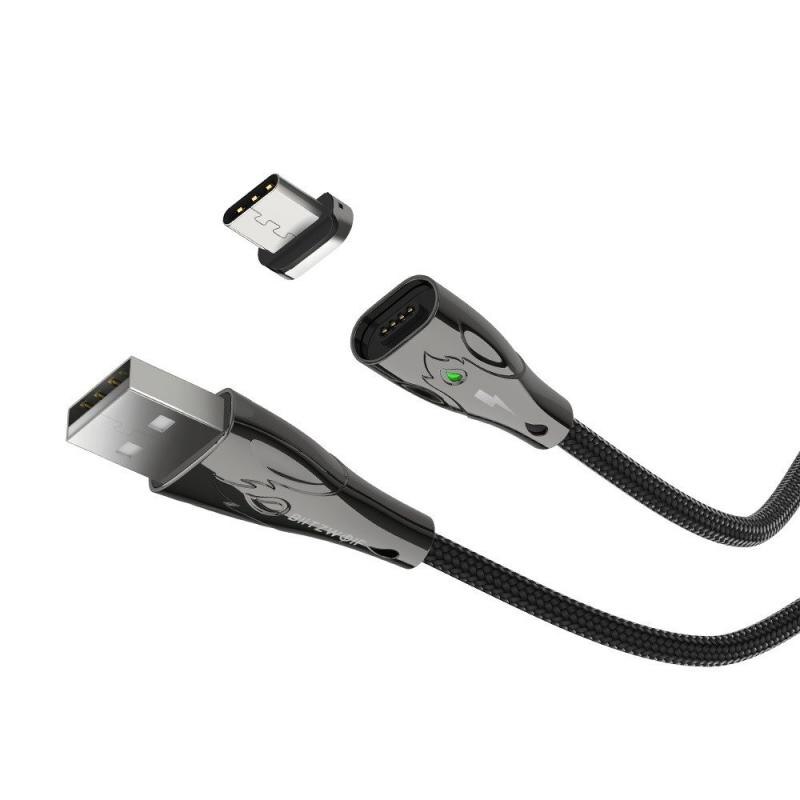 Cablu pentru incarcare si transfer de date BlitzWolf Magnetic BW-TC20, USB/USB Type-C, LED ...