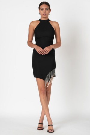 Trendyol, Rochie cu decolteu halter si aplicatii cu margele - eMAG.ro