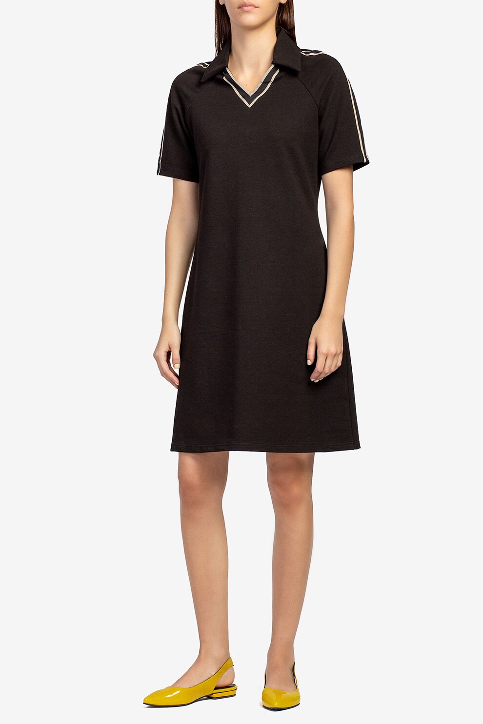 Acob à porter, Rochie midi cu guler clasic, Negru, S - eMAG.ro