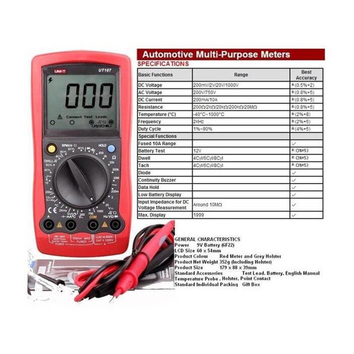 Multicet UNIT UT-107, rotatii cilindrice, VAC, VDC, ADC, OHM, Hz, °C ...