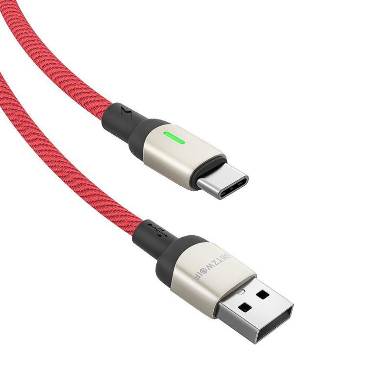 Cablu pentru incarcare si transfer de date BlitzWolf BW-TC21, USB/USB Type-C, LED, Quick Charge ...