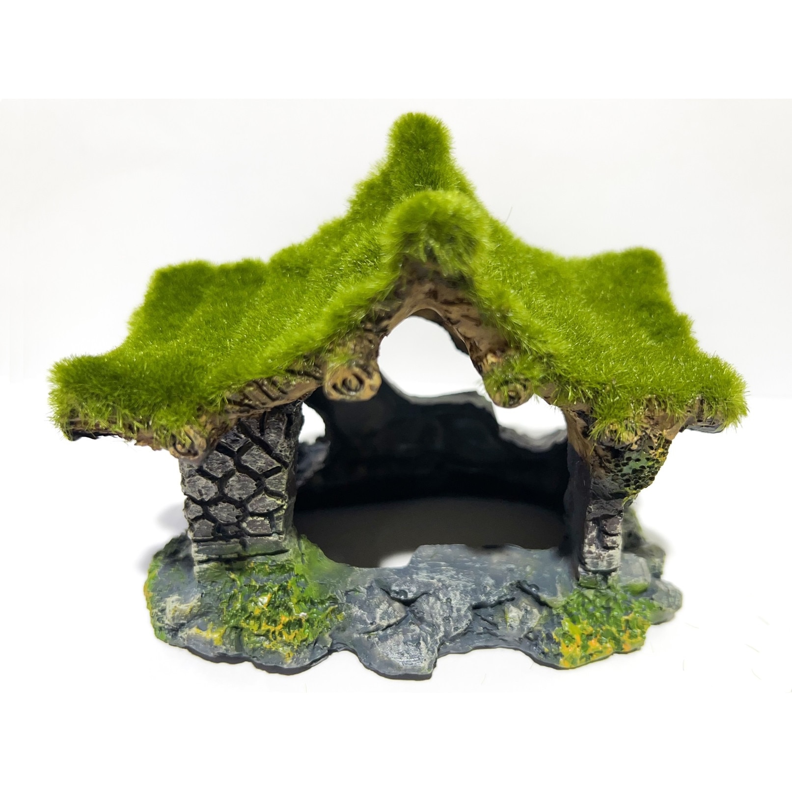 Decor acvariu casa de piatra cu acoperis de moss - eMAG.ro