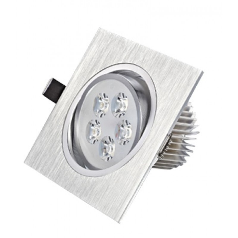 Spot LED 5x1W Patrat Mobil incastrat orientabil Mobil Argintiu lumina ...
