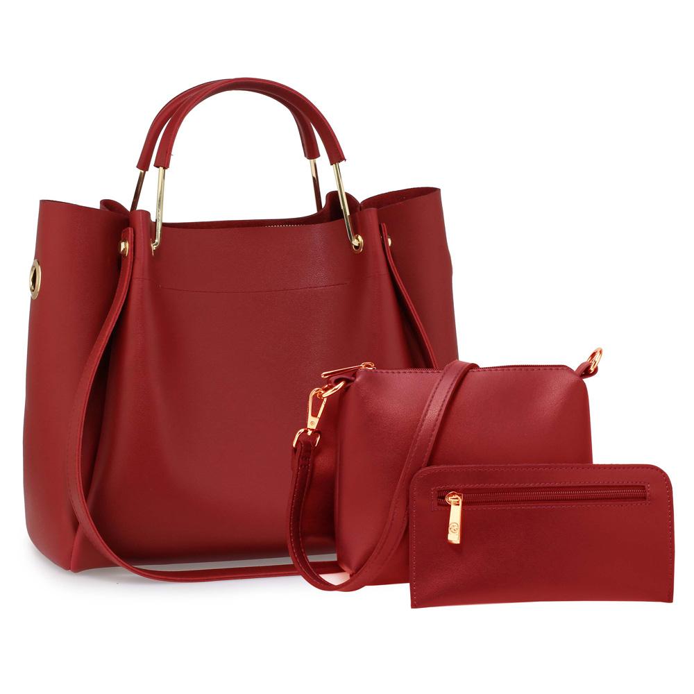 Set genti dama 2 Genti portmoneu si port card Isidora, Burgundy - eMAG.ro
