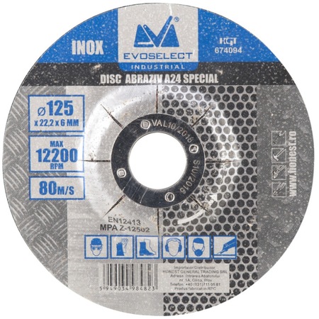 Абразивен диск EvoTools от неръждаема стомана A24, диаметър 115 mm, дебелина 6 mm - eMAG.bg