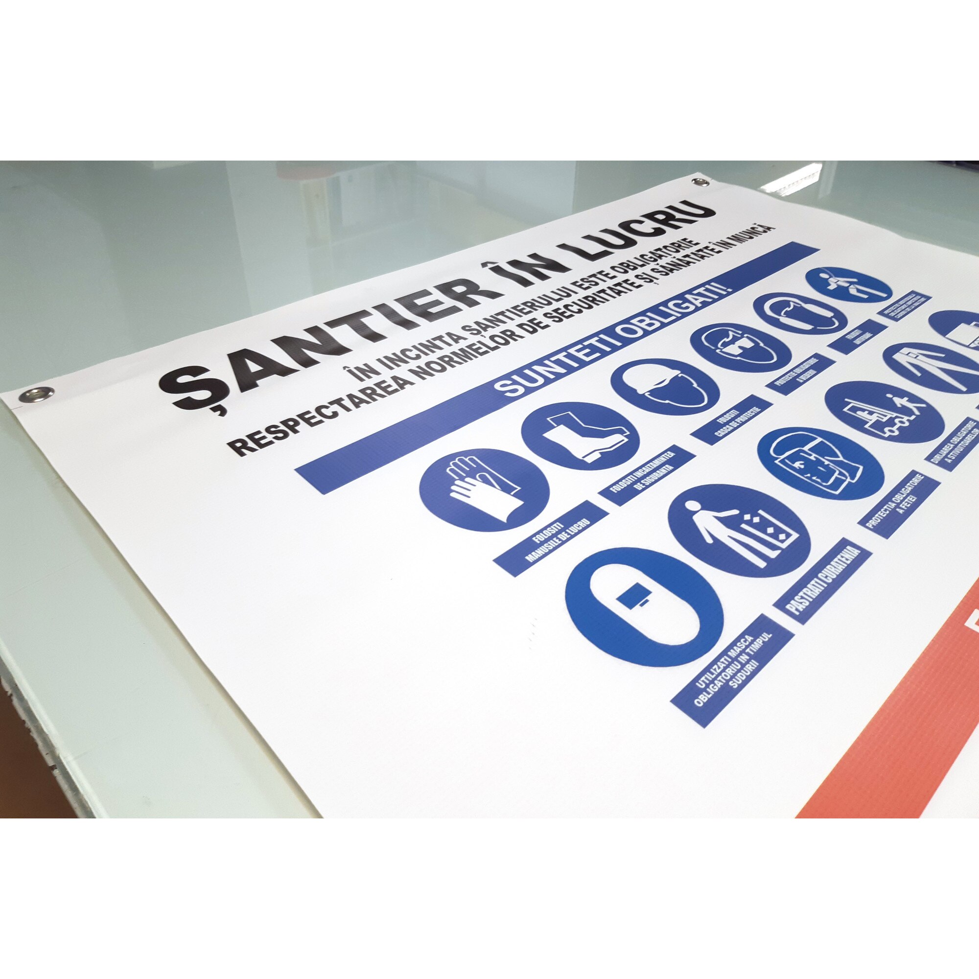 Panou avertizare santier in lucru, Pvc, 110x90 cm - eMAG.ro