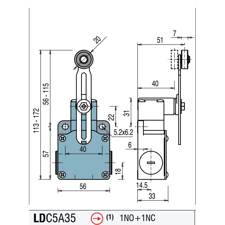 Limitator cu rola, carcasa metalica, 1NO+ 1NC, actuator reglabil - eMAG.ro