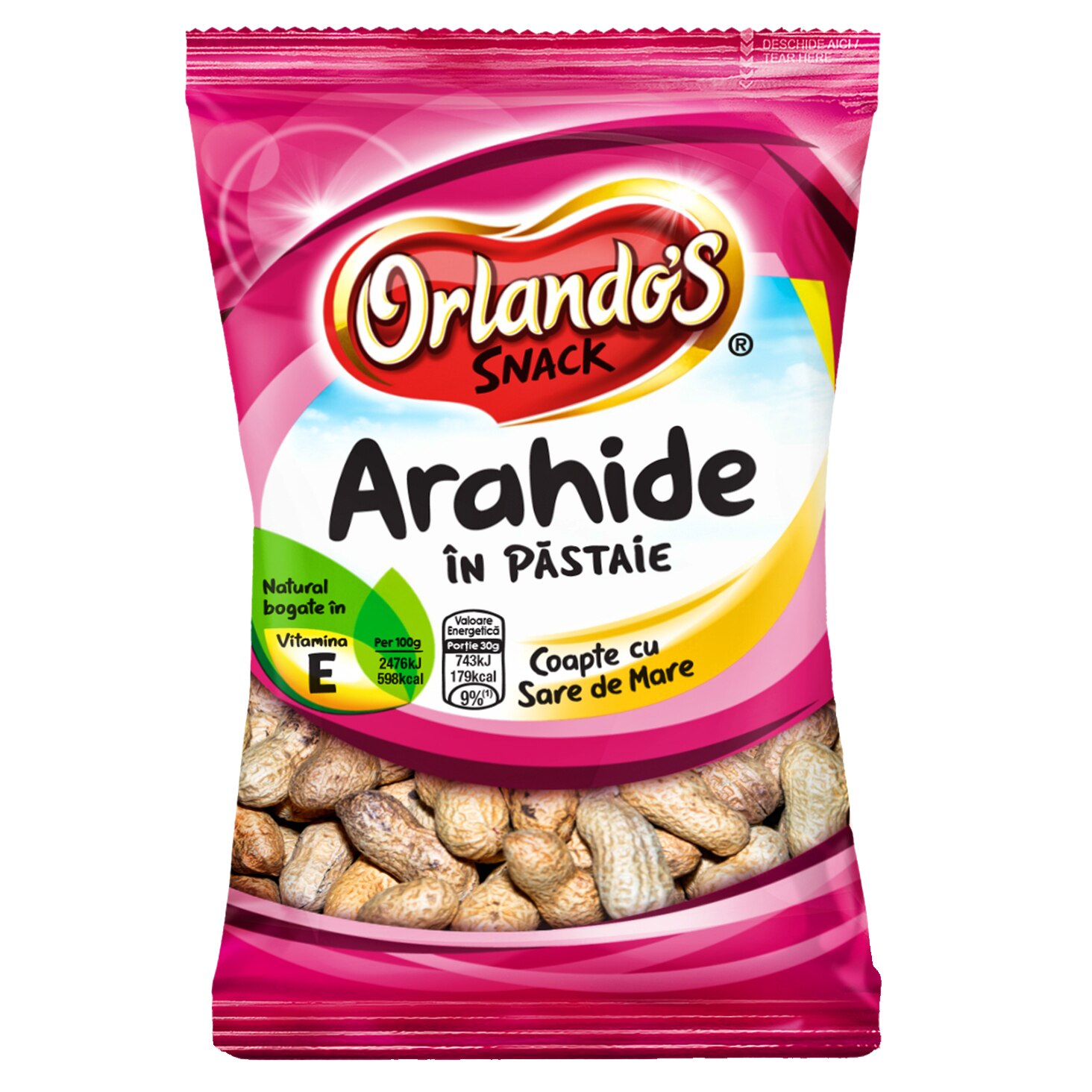 Arahide in pastaie coapte cu sare Orlandos, 150g - eMAG.ro
