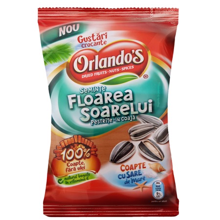 Seminte floarea soarelui pestrite coapte si sarate Orlandos, 40g - eMAG.ro