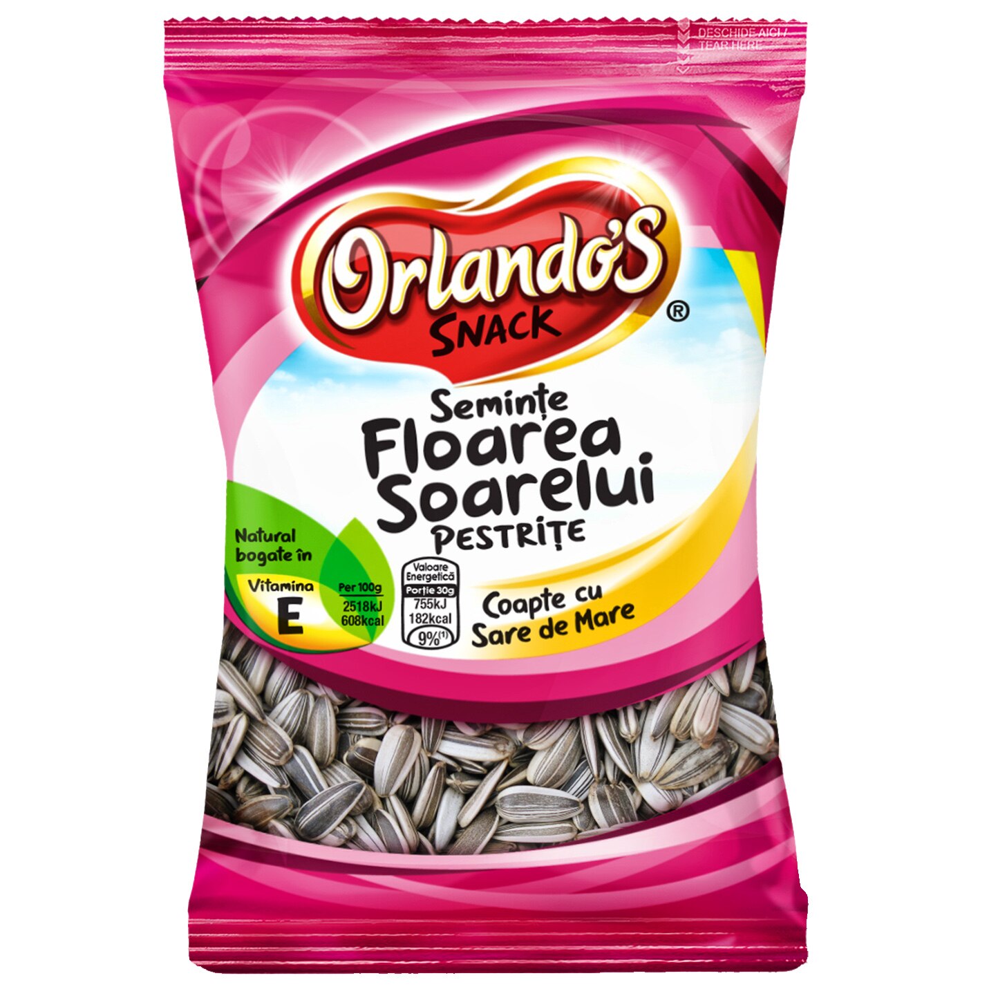 Seminte floarea soarelui pestrite coapte cu sare Orlandos, 150g - eMAG.ro