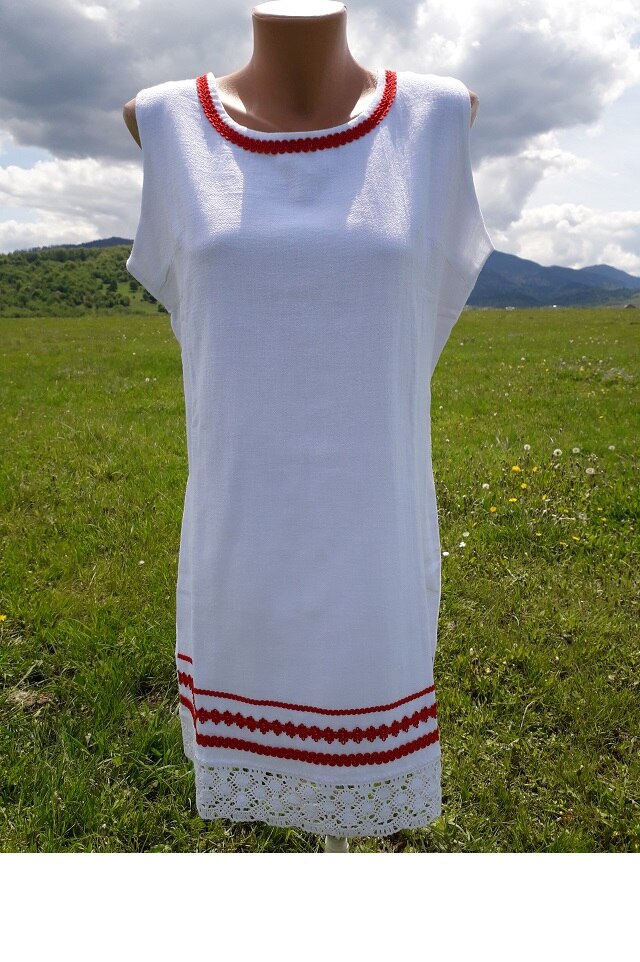 Bluza dama tip Rochie Traditionala Carmen, Butic-Traditional, Alb, M ...
