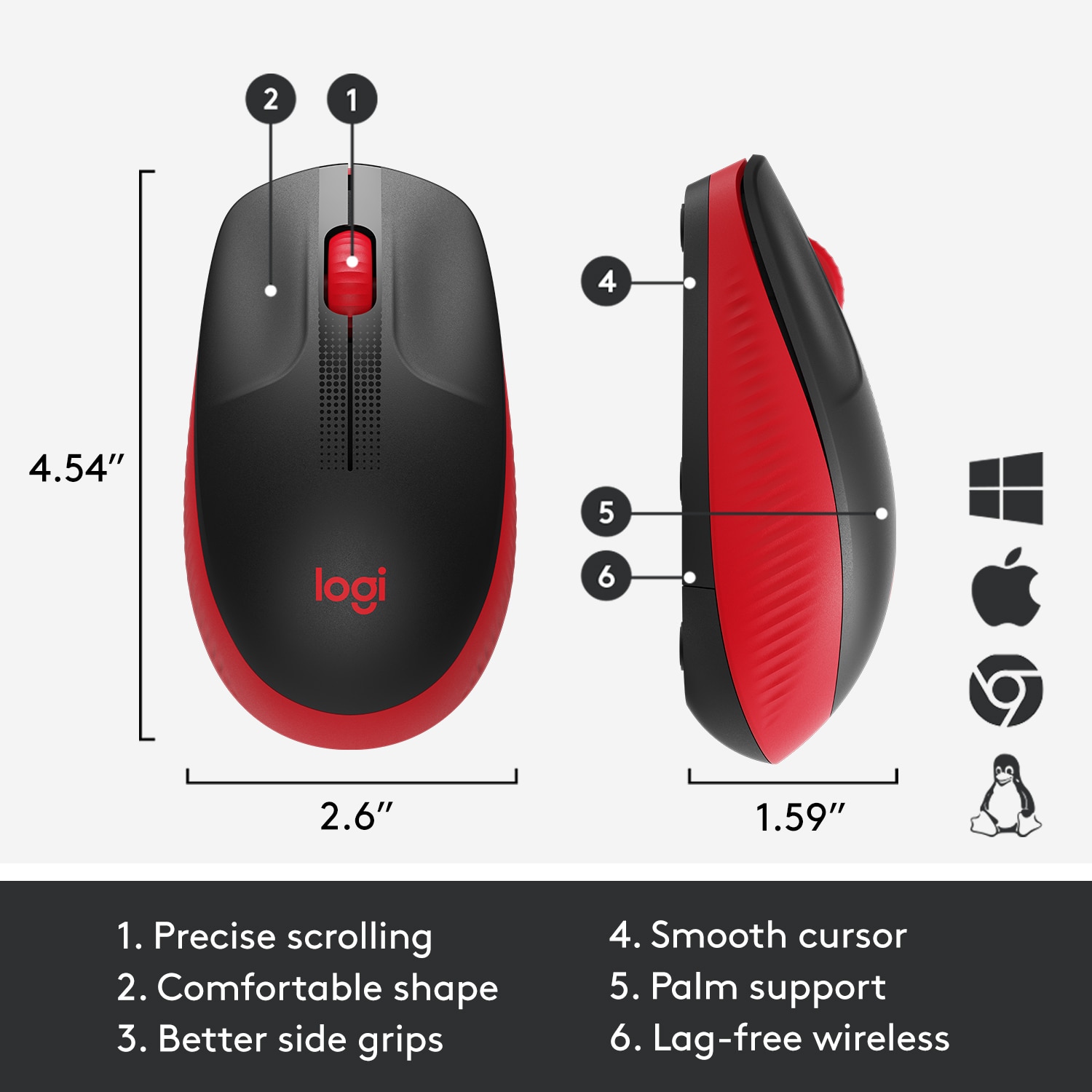 Mouse wireless Logitech M190, Rosu - eMAG.ro