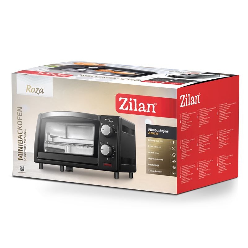 Mini cuptor Zilan-Roza ZLN-4328, 9L, 800W, Geam dublu, Temporizator 60 ...