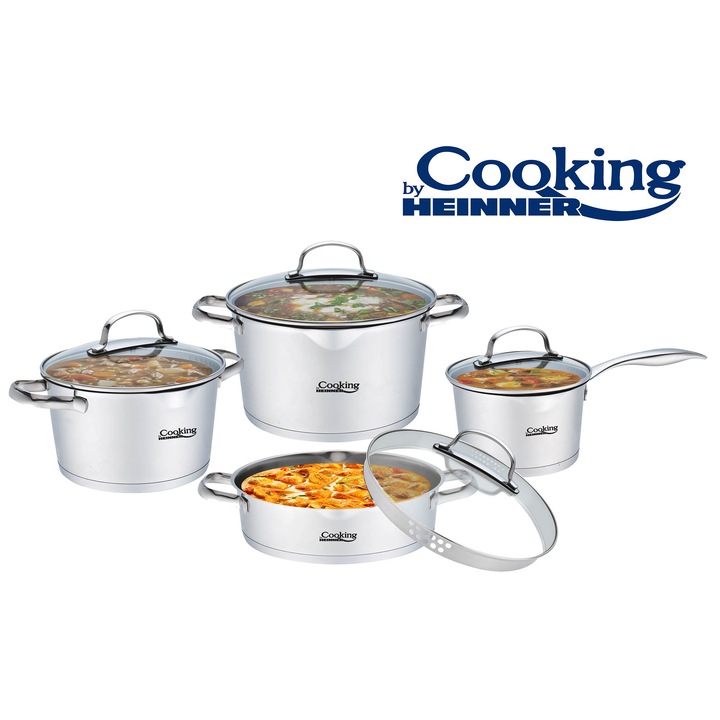 Set de oale pentru gatit Cooking by Heinner Troya, 8 piese, inox - eMAG.ro