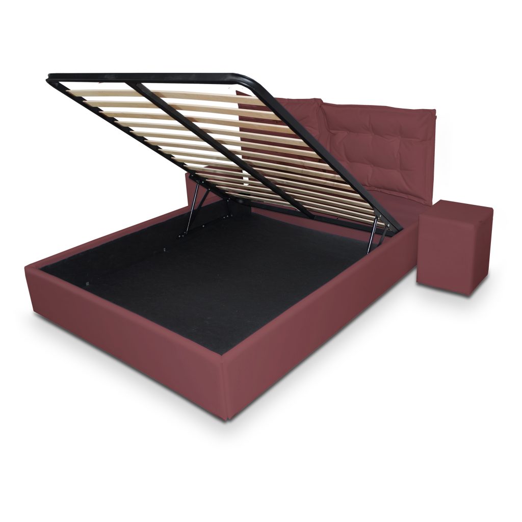 Pat Tapitat Siena, 90x200 cm, Somiera rabatabila, culoare Bordo - eMAG.ro