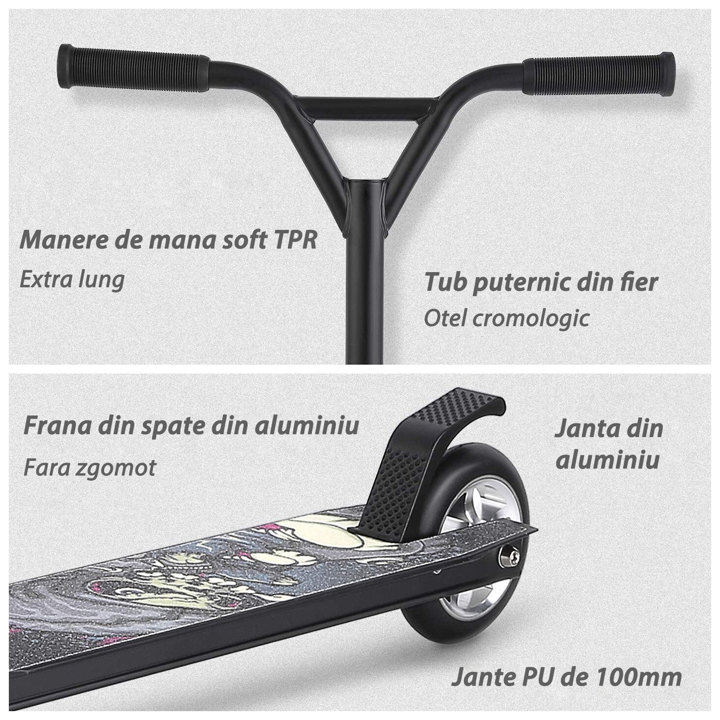 Trotineta freestyle ANCHEER, greutate maxima utilizator 100 kg, Negru ...