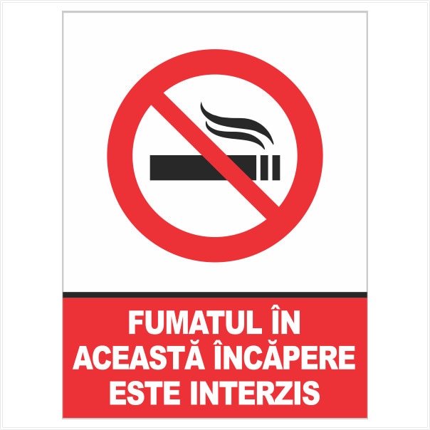 Indicator autocolant - Fumatul este interzis in aceasta incapere, 20x26 ...