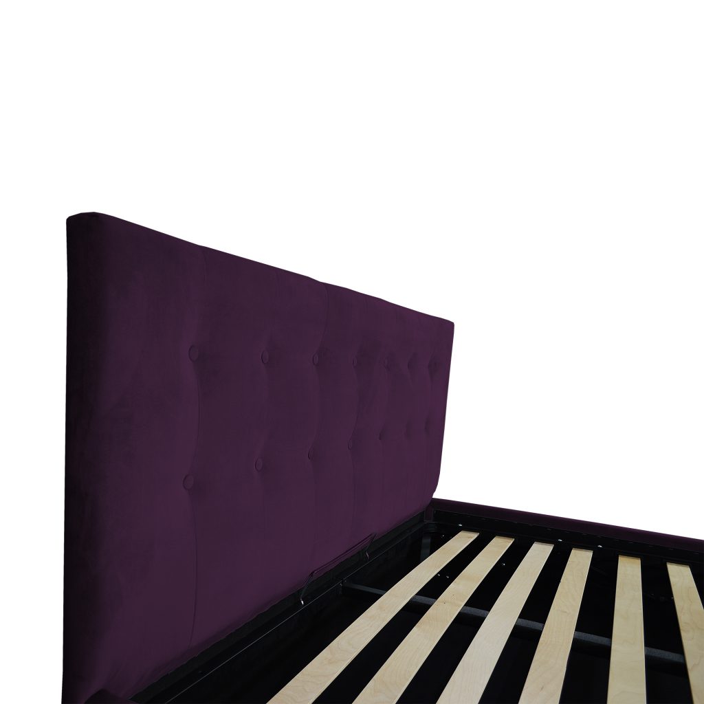 Pat Tapitat Serena, 90x200 cm, Somiera rabatabila, culoare Mov - eMAG.ro