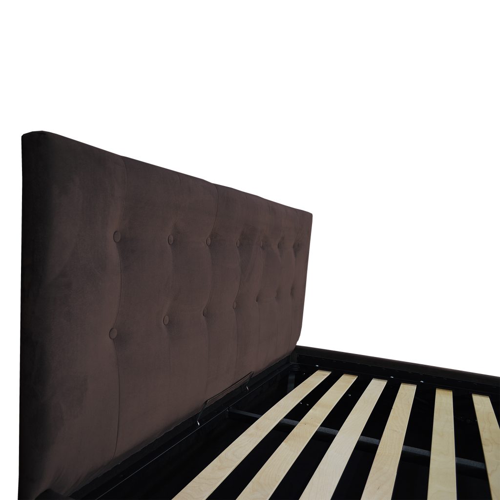 Pat Tapitat Serena, 200x200 cm, Somiera rabatabila, culoare Maro - eMAG.ro