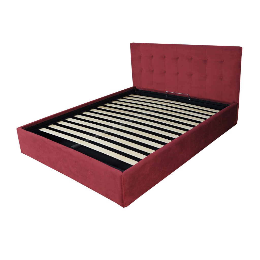 Pat Tapitat Serena, 120x200 cm, Somiera rabatabila, culoare Rosu - eMAG.ro