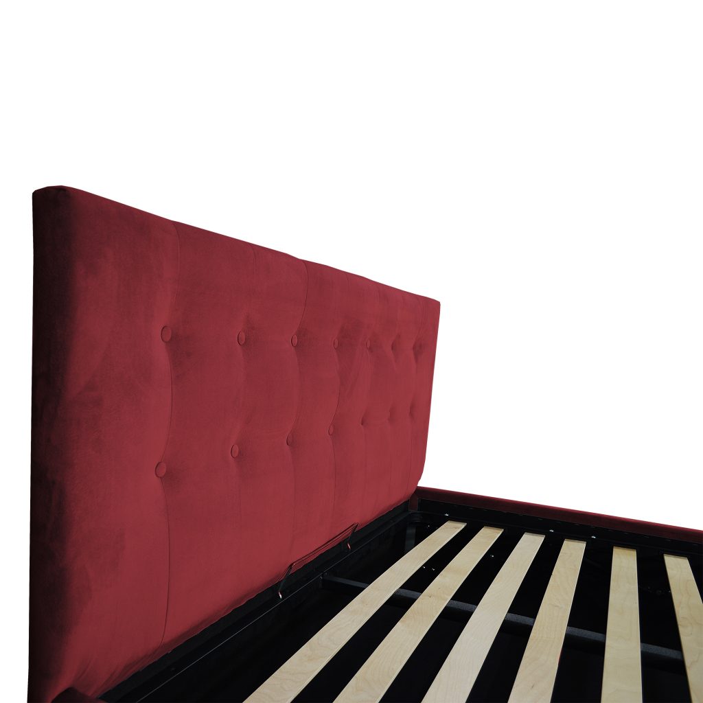 Pat Tapitat Serena, 90x200 cm, Somiera Fixa, culoare Rosu - eMAG.ro