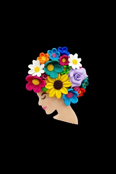 Brosa handmade Zana florilor, Lut polimeric, Multicolor, 5.5 cm - eMAG.ro