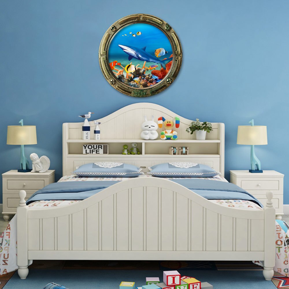 Sticker decorativ de perete 3D World Sea, 43x43 cm, multicolor - eMAG.ro