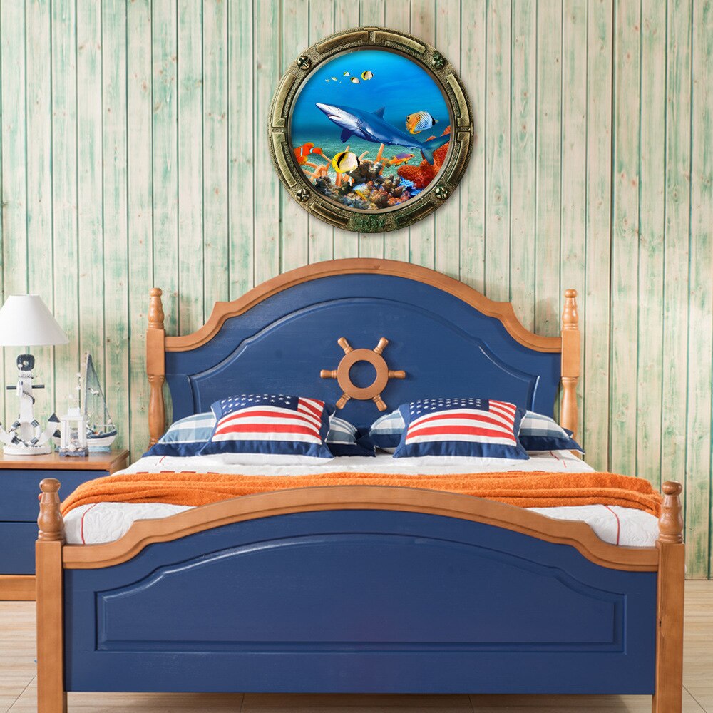 Sticker decorativ de perete 3D World Sea, 43x43 cm, multicolor - eMAG.ro