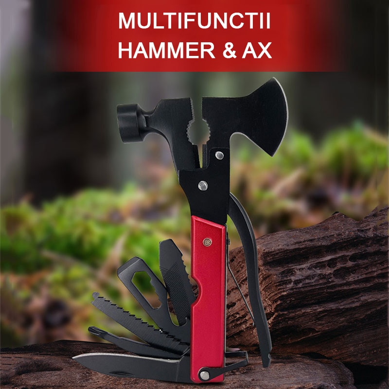 Briceag multifunctional pliabil Camping Rosu - eMAG.ro