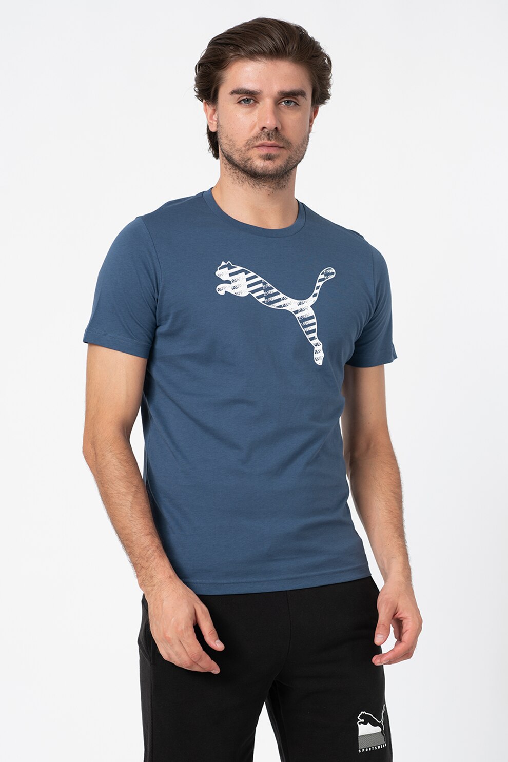 Puma, Тениска Cat Brand с лого, Бледосин, M - eMAG.bg