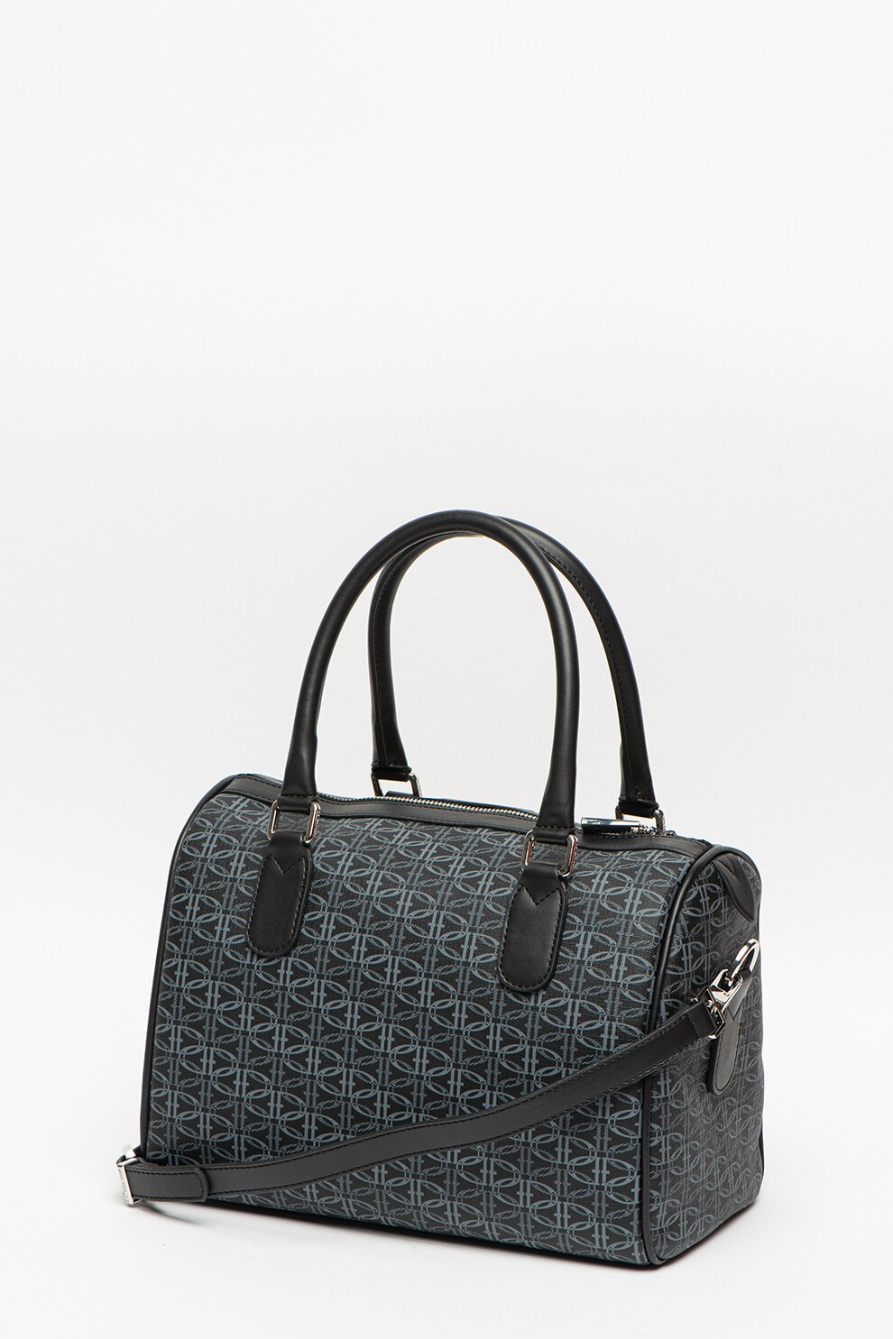 U.S. Polo Assn., Geanta bowler de piele ecologica cu imprimeu monograma ...