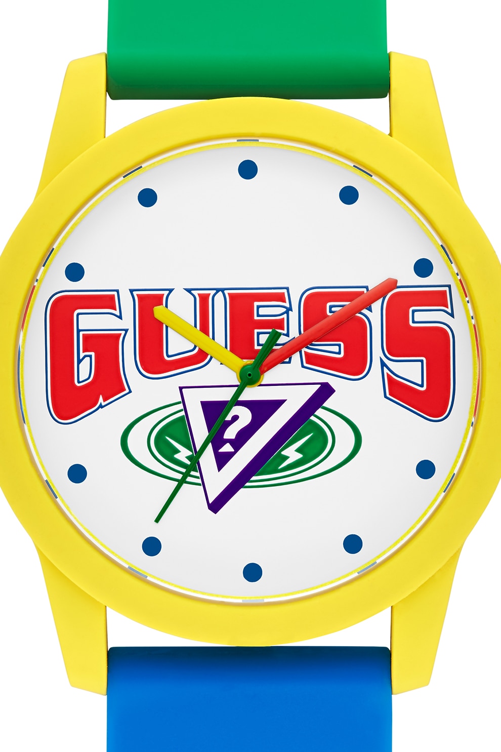 Guess Originals, Ceas cu cadran cu logo si model colorblock, Galben ...
