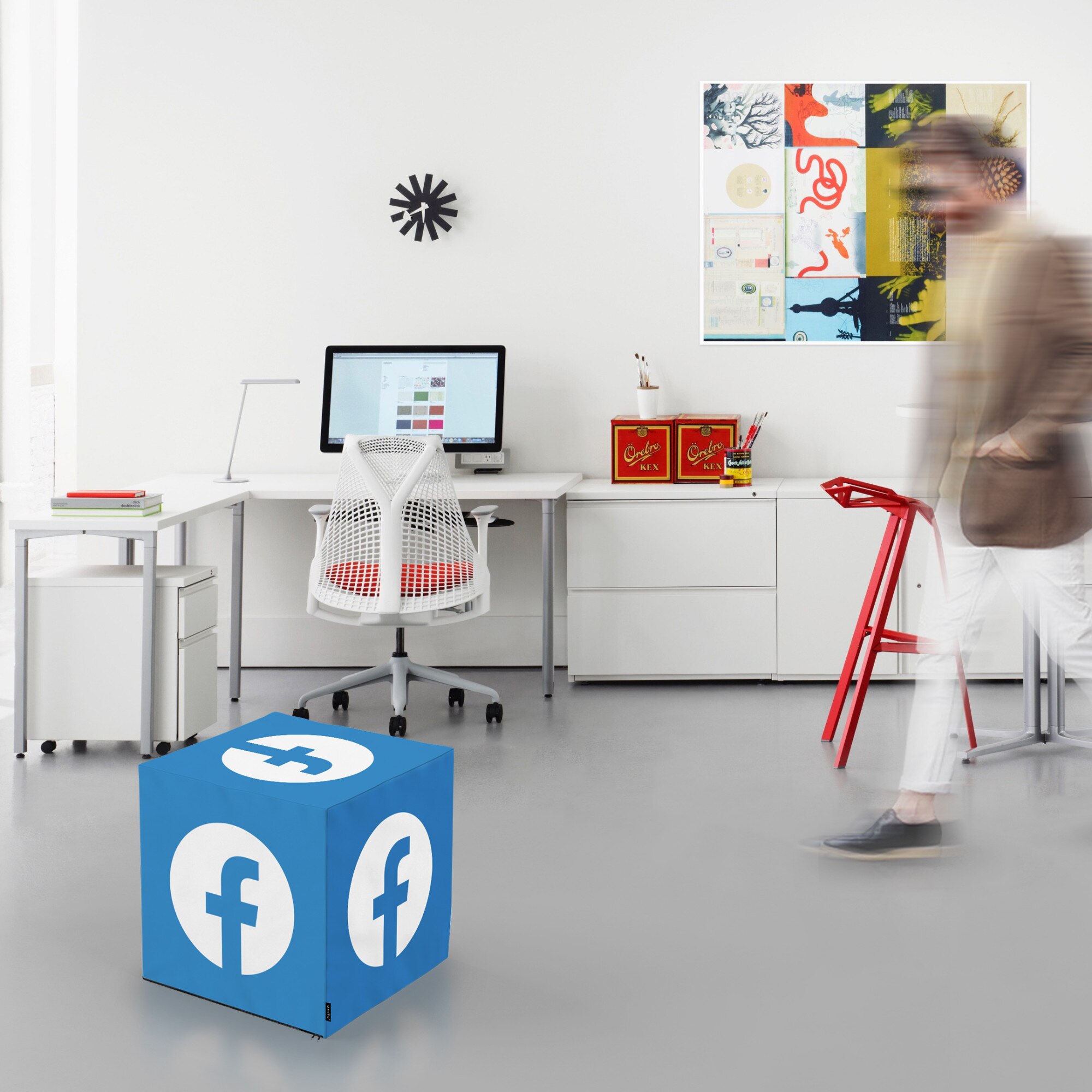 Taburet Units, cub, Social Media 2, 45 x 45 x 45 cm - eMAG.ro