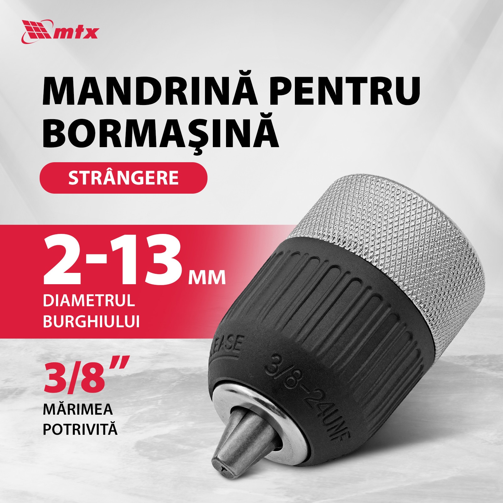 Mandrina pentru bormasina, strangere rapida, 2-13 mm, 3/8 MTX - eMAG.ro