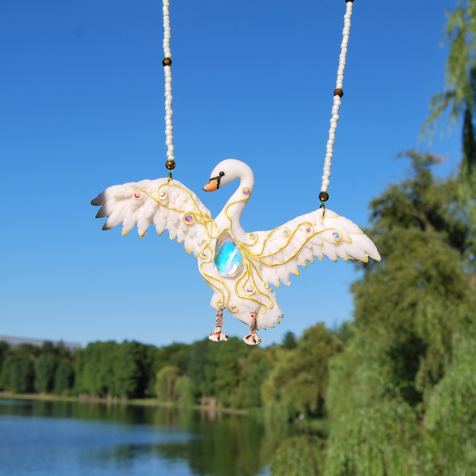 Pandantiv Lebada alba, CatE, handmade - eMAG.ro