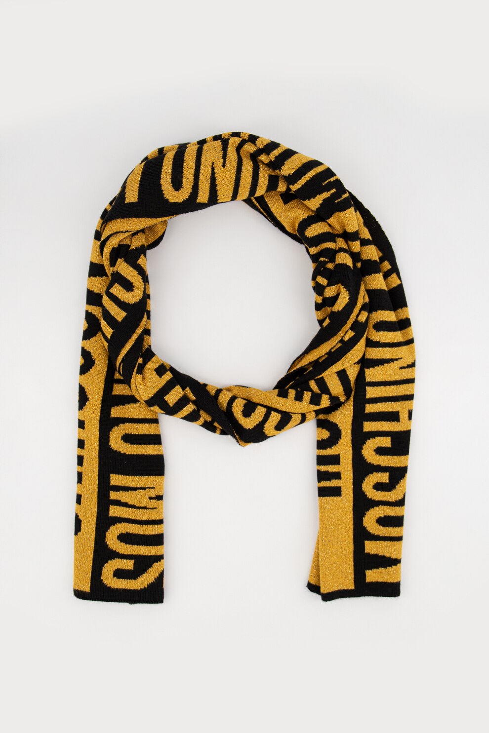 Moschino, Fular circular din amestec de lana cu imprimeu logo, Negru ...