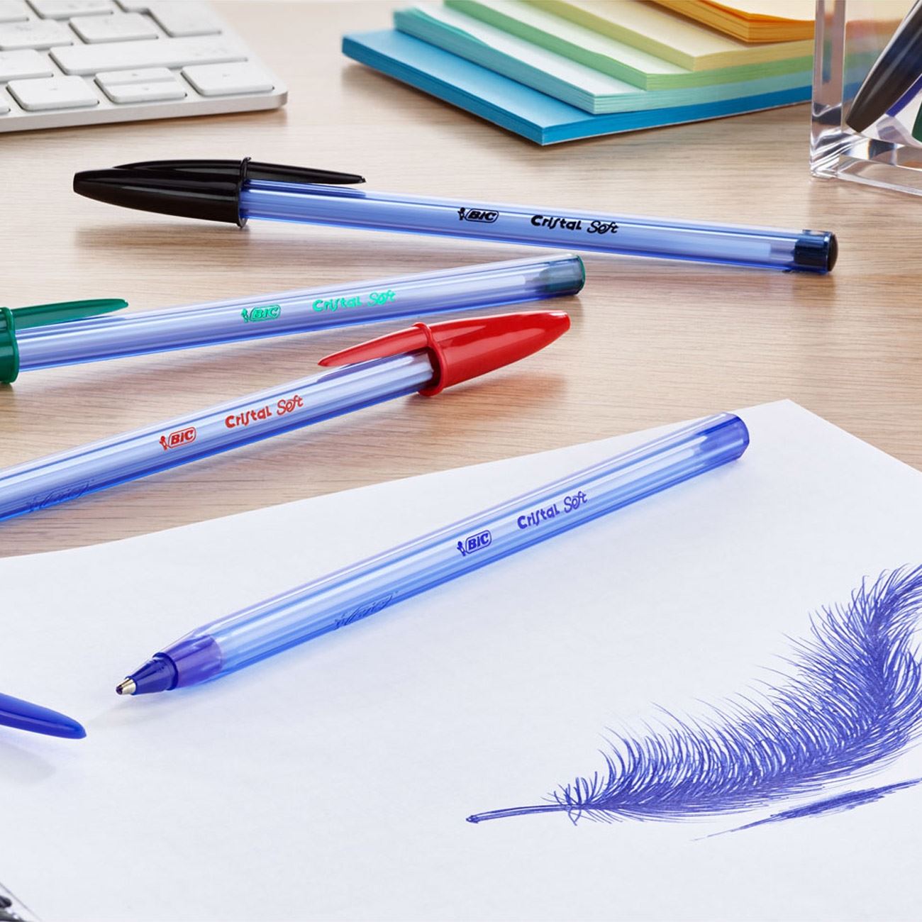 Set 4 pixuri, Bic, albastre, cu pasta, Soft - eMAG.ro