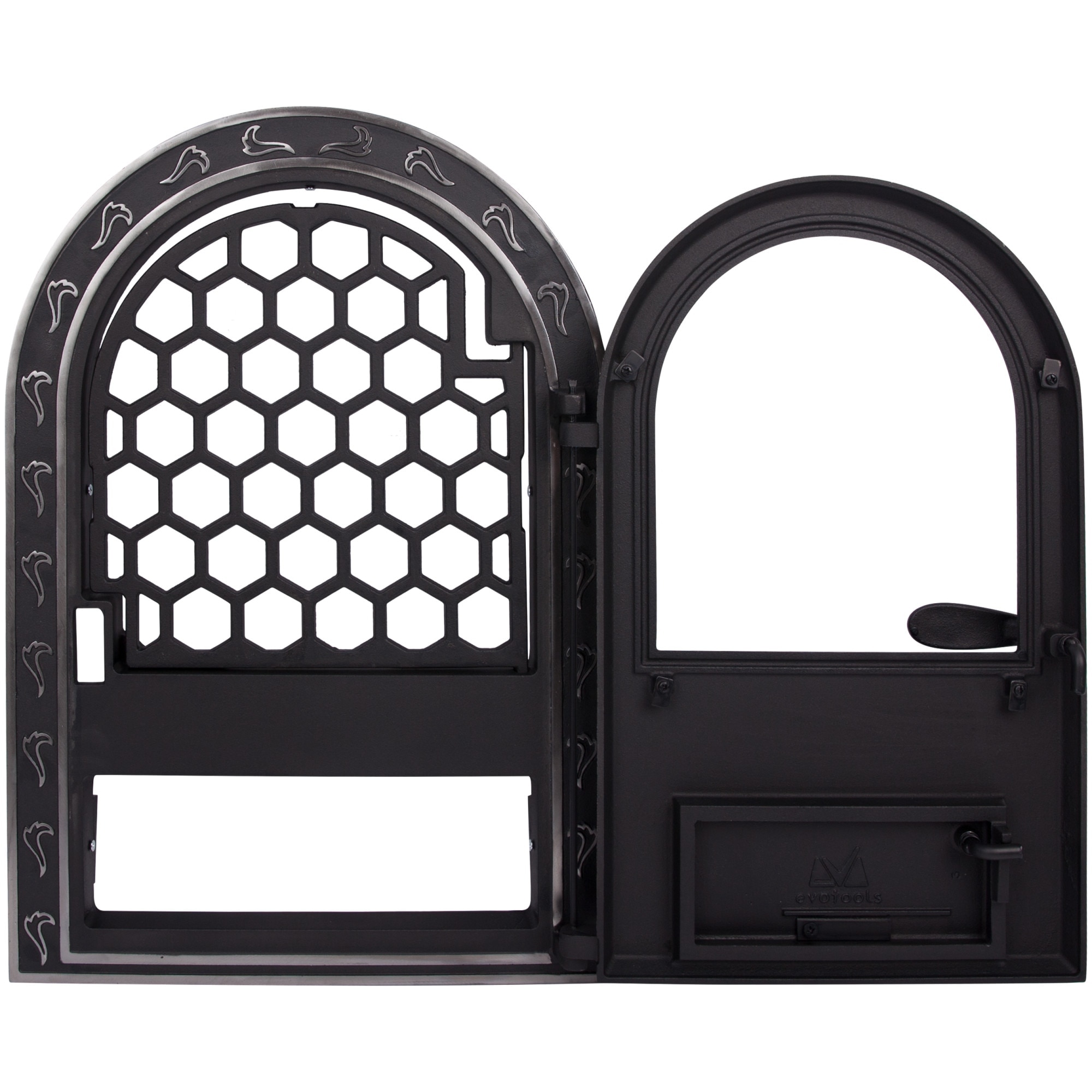 Usa Semineu cu Geam Cerbi Ornamente Argintii Mare EvoTools, 610mm x ...