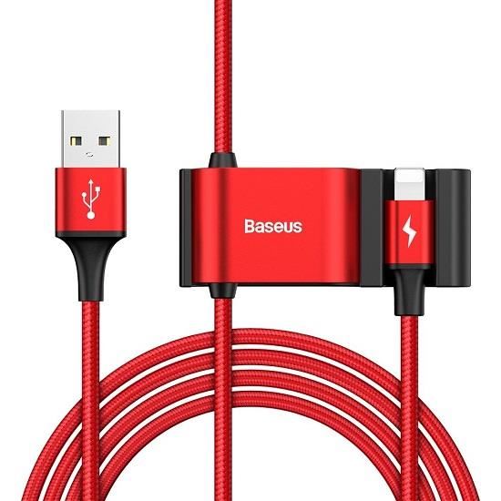 Cablu iPhone Lightning cu Hub 2 x USB si Suport Birou - Baseus Backseat ...