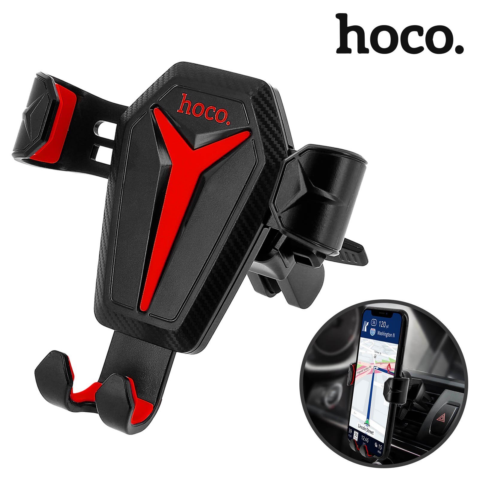 Стойка за телефон за кола Hoco, CA22, Гравитационна, Универсална, Черна ...