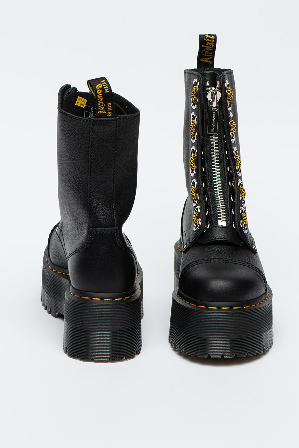 Dr. Martens, Кожени боти Sinclair Hi Max с равна платформа, Черен, 3 ...