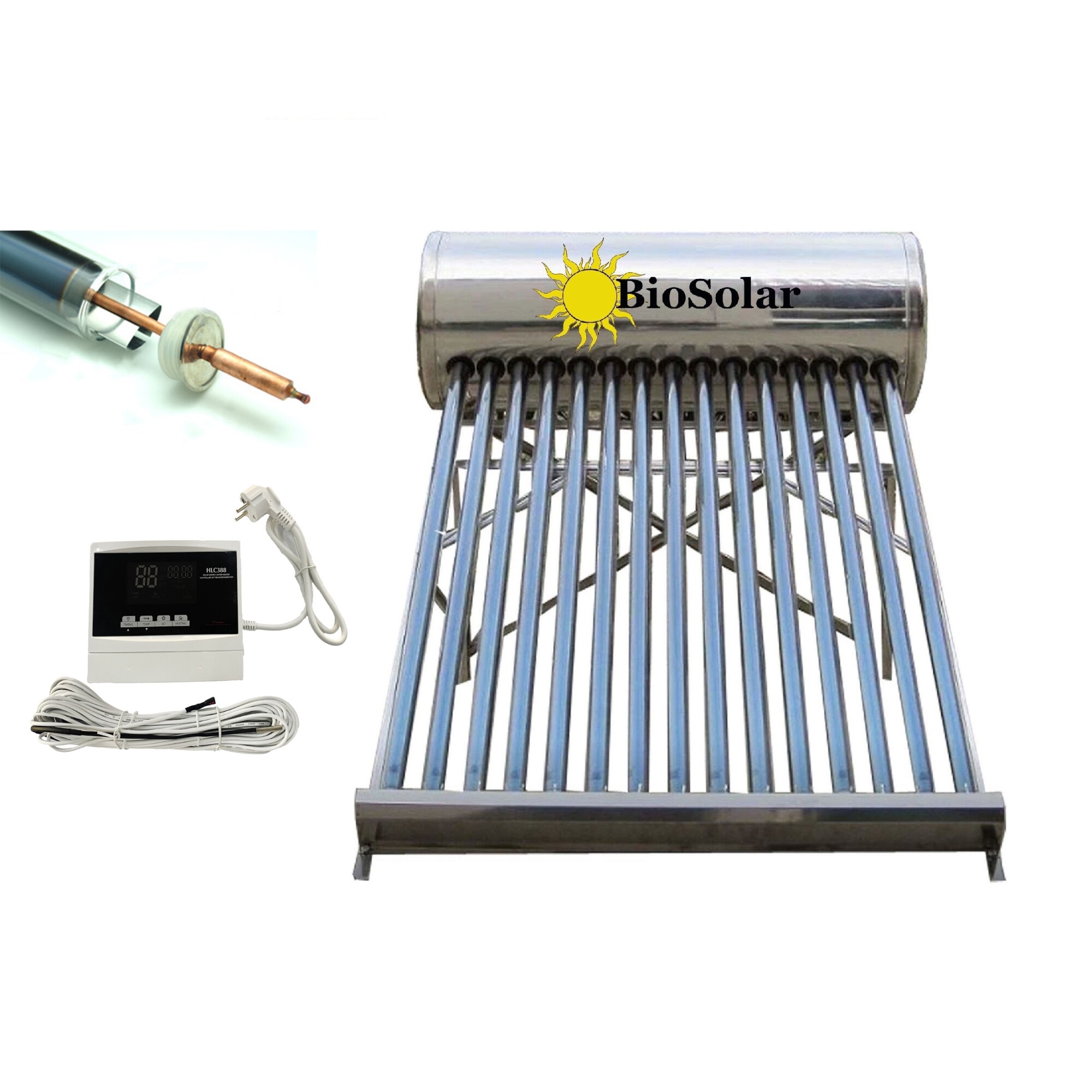 Panou solar apa calda Presurizat + Controller, inox, 100L, 10 tuburi ...